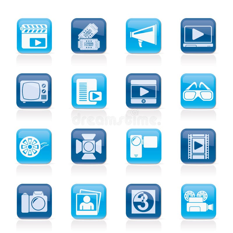 Movie and cinema icons stock vector. Illustration of computer - 37138017