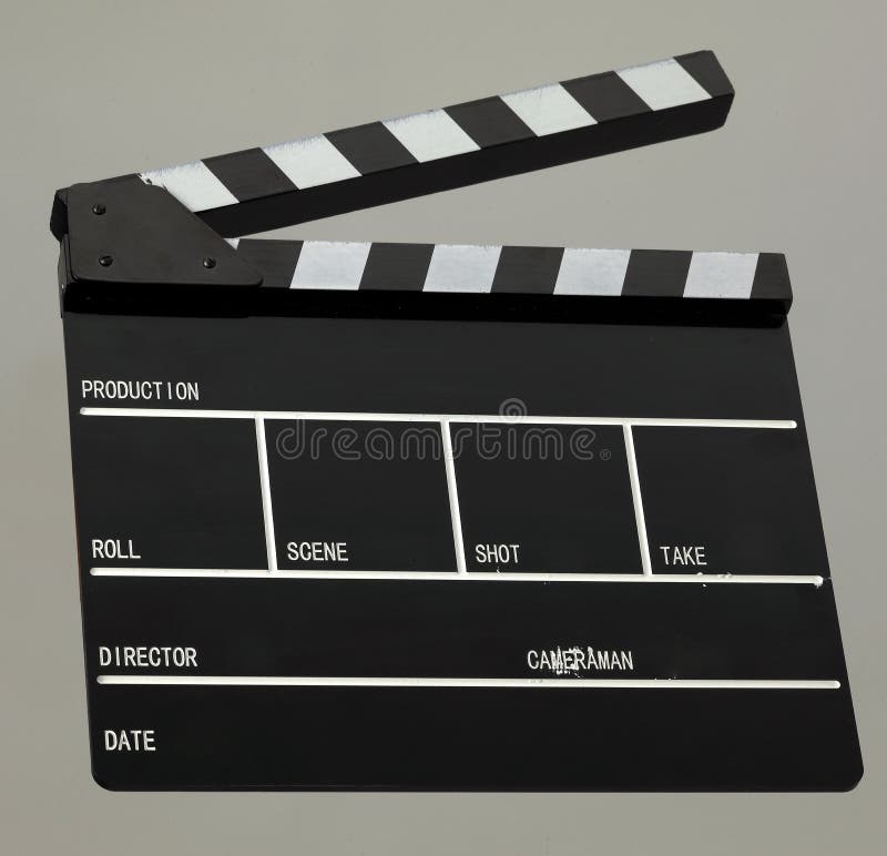 Clapboard and Film Strip on White Background Stock Image - Image of ...