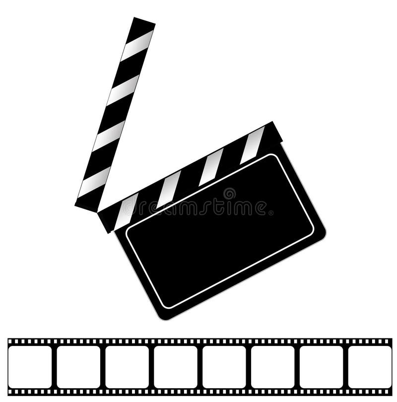 Clapboard and film strip stock vector. Illustration of crew - 4817595