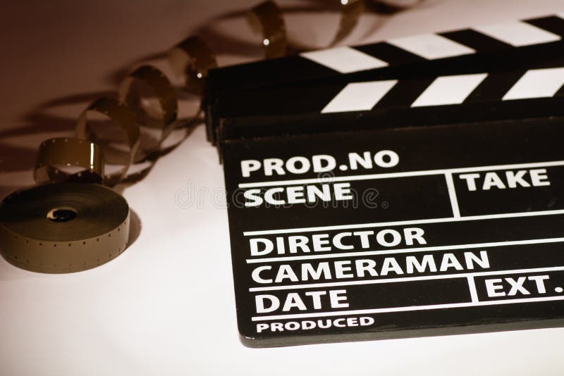 Movie Clapper with 16 Mm Film. Stock Image - Image of develop, motion ...