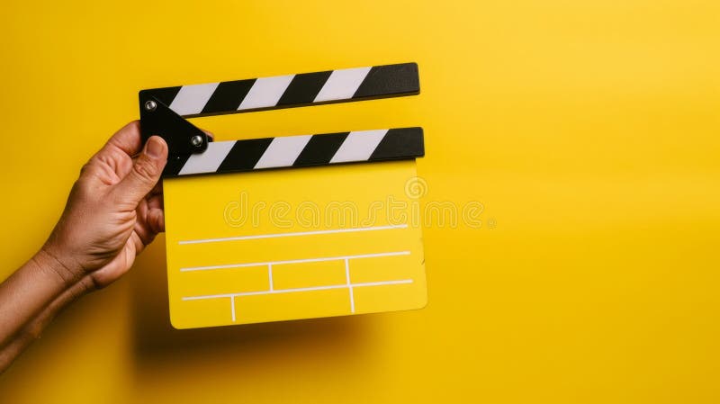 Movie Clapper on Yellow Background, Cinema Concept. Stock Image - Image ...