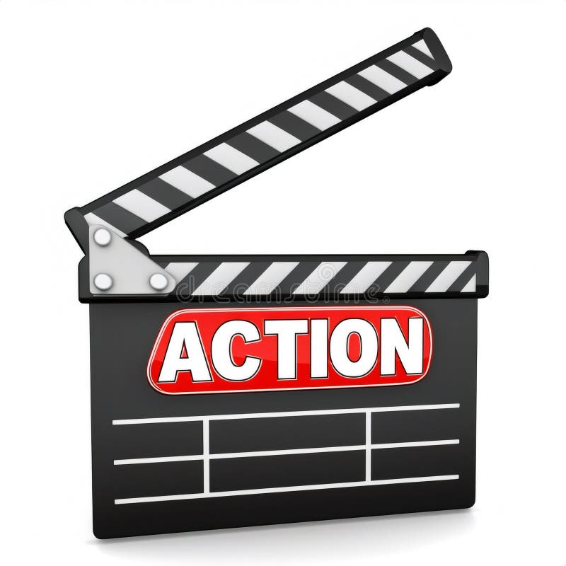 Movie Clapperboard with ACTION Highlighted, Representing Filmmaking ...