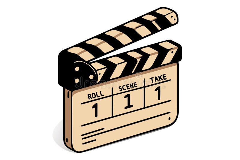Movie Clapperboard in Cartoon Style and Color. Vector Illustration ...