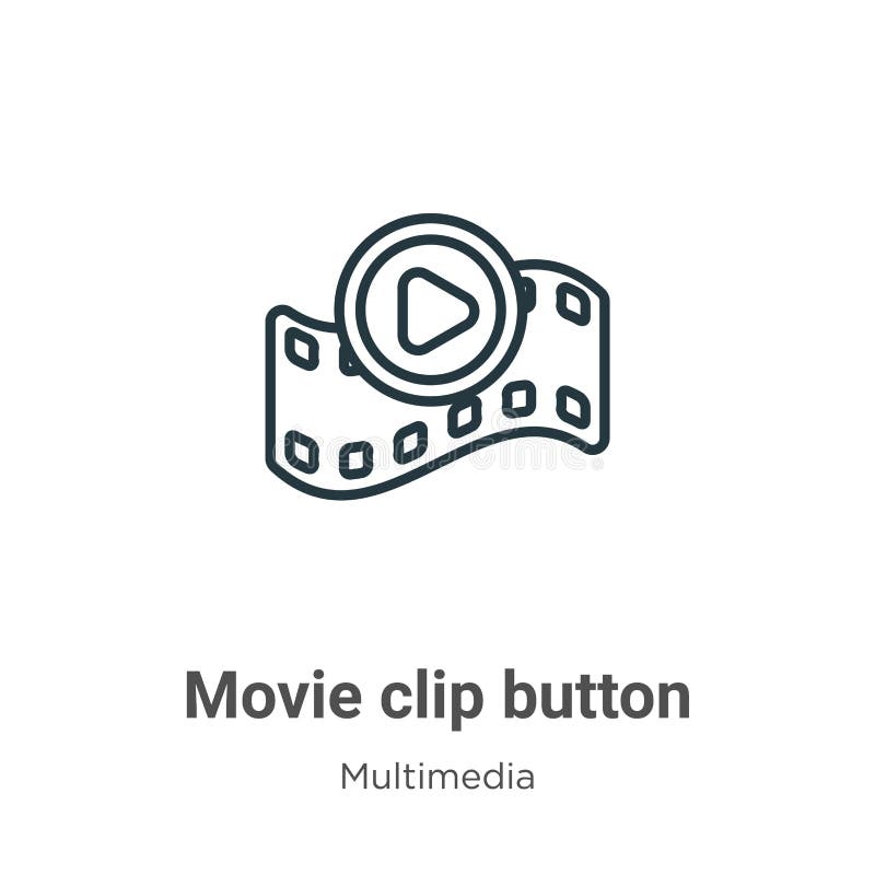 Movie Clip Button Outline Vector Icon. Thin Line Black Movie Clip ...