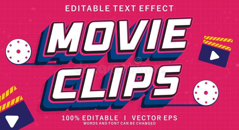 Movie Clips Vector Text Effect with Modern Style Design Stock Vector ...