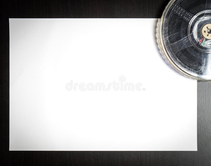 Movie Film Roll on Blank Paper Stock Photo - Image of technology, page ...
