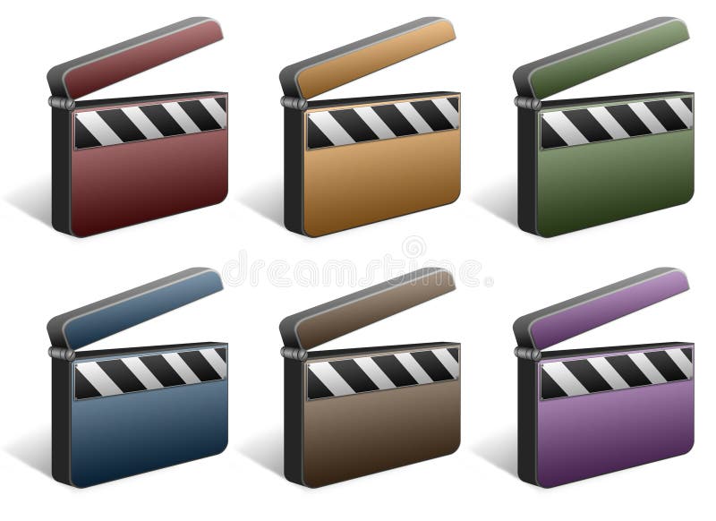 Movie folder icon set stock illustration. Illustration of clip - 7647580
