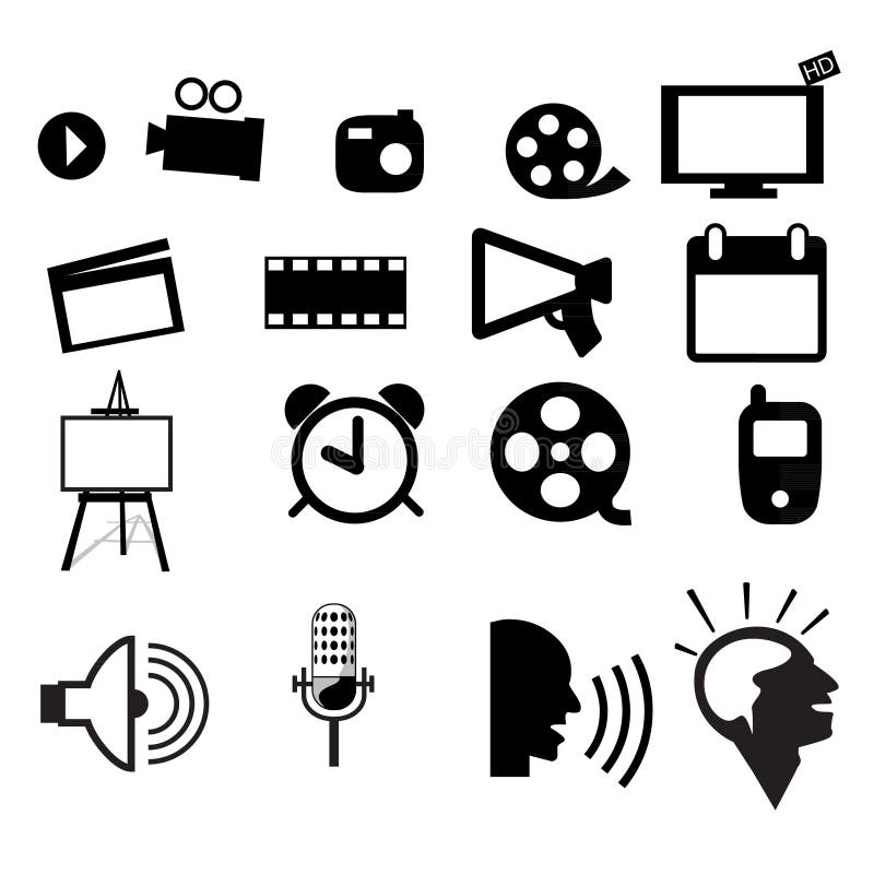 Movie icon set vector stock vector. Illustration of entertainment ...