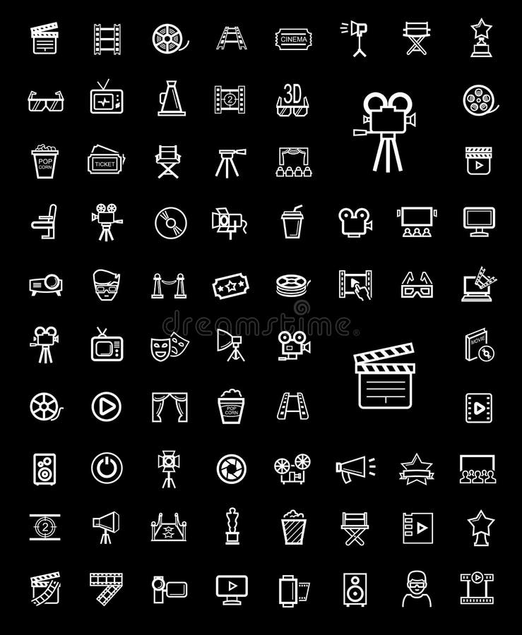 Movie icon set stock vector. Illustration of digital - 38753625