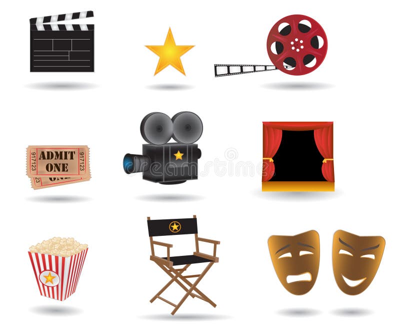 Cinema and Movie icons stock vector. Illustration of button - 9947979