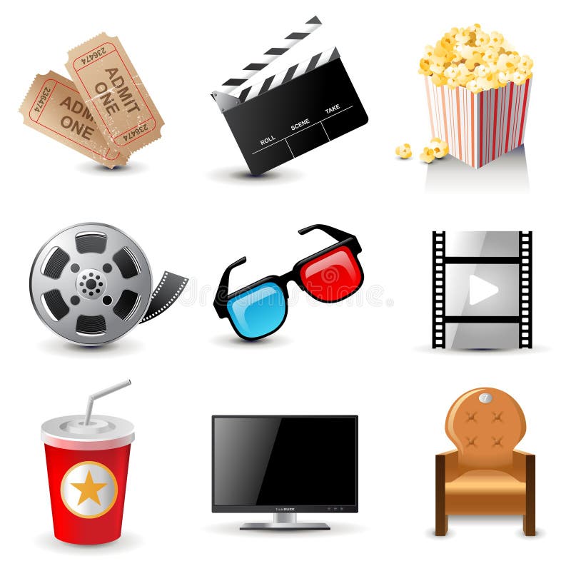 Movie Icons stock vector. Illustration of gray, board - 28958320