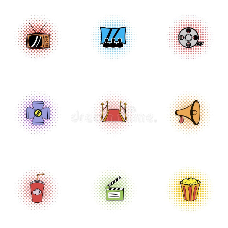Movie Icons Set, Pop-art Style Stock Vector - Illustration of copy ...