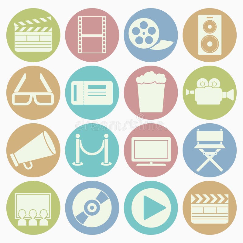 Movie and cinema icon set stock vector. Illustration of filmstrip ...