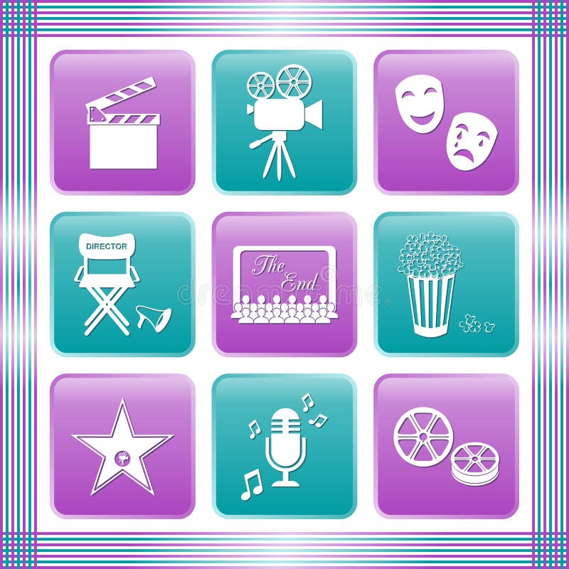 Movie icons stock vector. Illustration of colored, design - 35804266