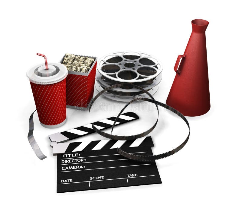 Movie items stock illustration. Illustration of render - 1756524