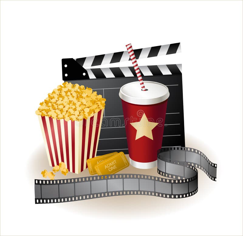 Movie items stock vector. Illustration of popcorn, studio - 5563441