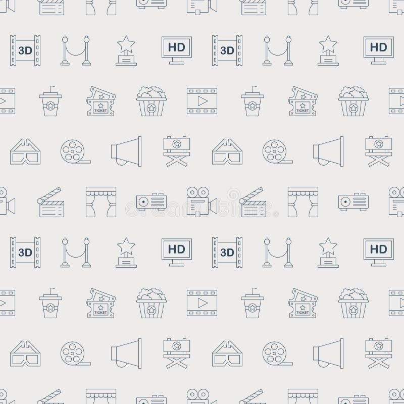 Movie Line Icon Pattern Set Stock Vector - Illustration of vector ...