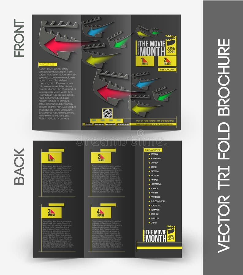 The Movie Month Tri-Fold Brochure Stock Vector - Illustration of ...