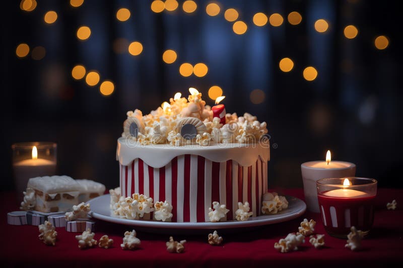 Movie Night Cake Movie Night Party Fun Stock Illustration ...