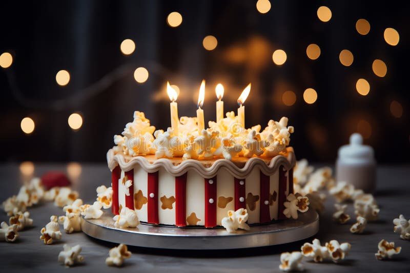 Movie Night Cake Movie Night Party Fun Stock Illustration ...