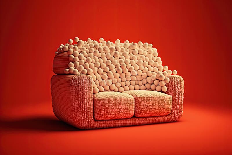 Movie Night Concept. Popcorn Couch Abstract Background with Copy Space ...
