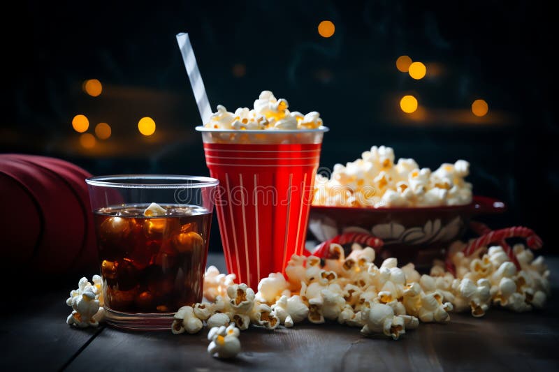 Movie Night Drinks Movie Night Party Fun Stock Illustration ...