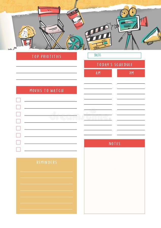 Movie Planner Digital Planning Insert Sheet Printable Page Template ...