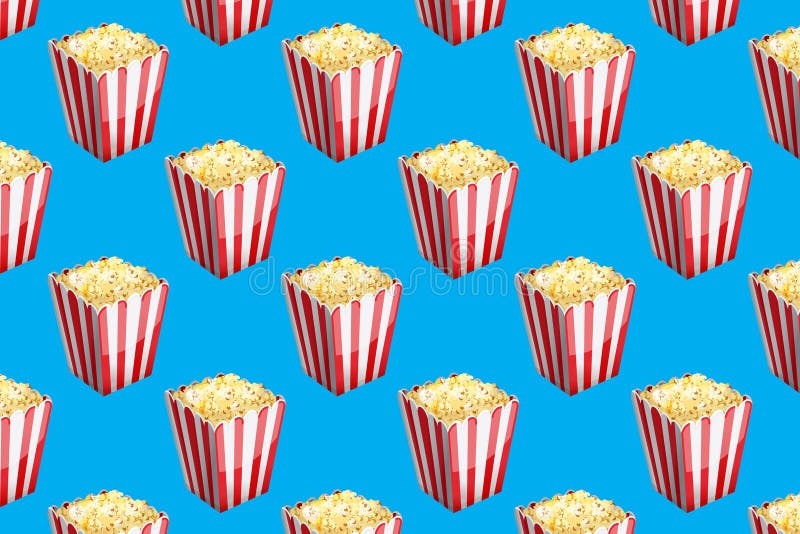 Popcorn Pattern. Hand Drawn Illustration. Bright Cartoon Illustration ...