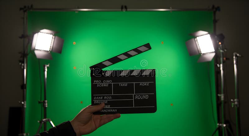 Movie Production with Green Screen and Clapperboard for Visual Effects ...