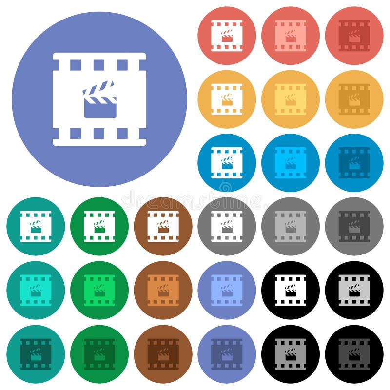 Movie Production Round Flat Multi Colored Icons Stock Illustration ...