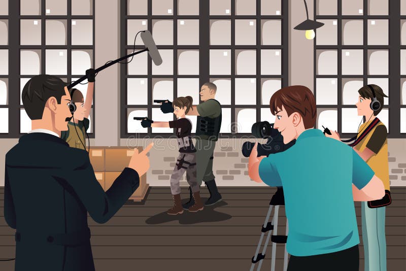 Movie production scene stock vector. Illustration of shooting - 43391462
