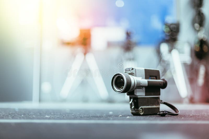 Movie Production: Vintage Old Movie Camera on the Floor, Production ...