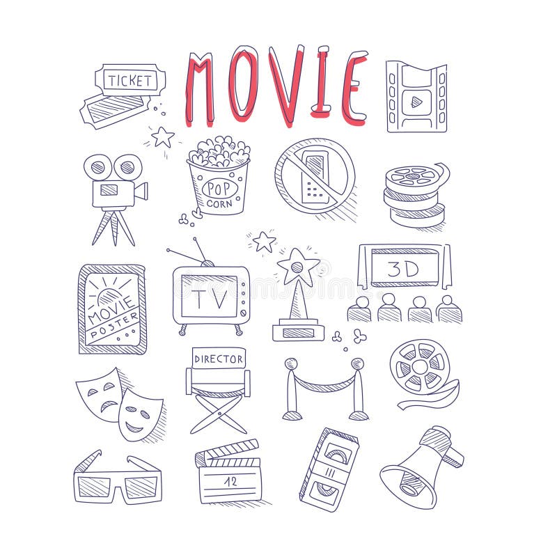 Movie Produstion and Industry Objects Collection Stock Vector ...