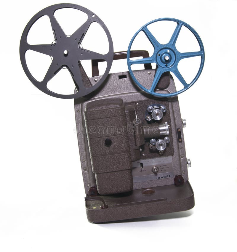 Old Film Projector Isolated on White Stock Image - Image of film ...