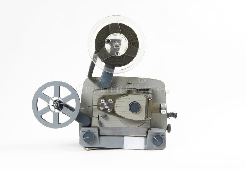 Old Film Projector Isolated on White Stock Image - Image of film ...