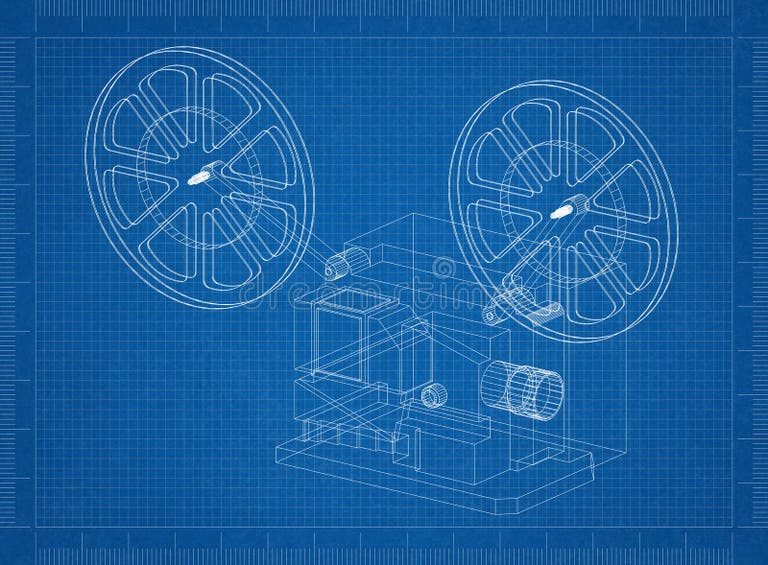 Movie Projector Architect Blueprint Stock Illustration - Illustration ...
