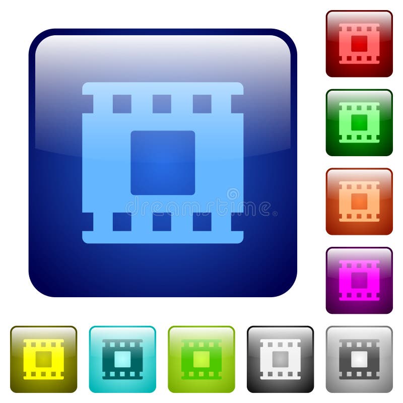 Movie Stop Color Square Buttons Stock Vector - Illustration of ...