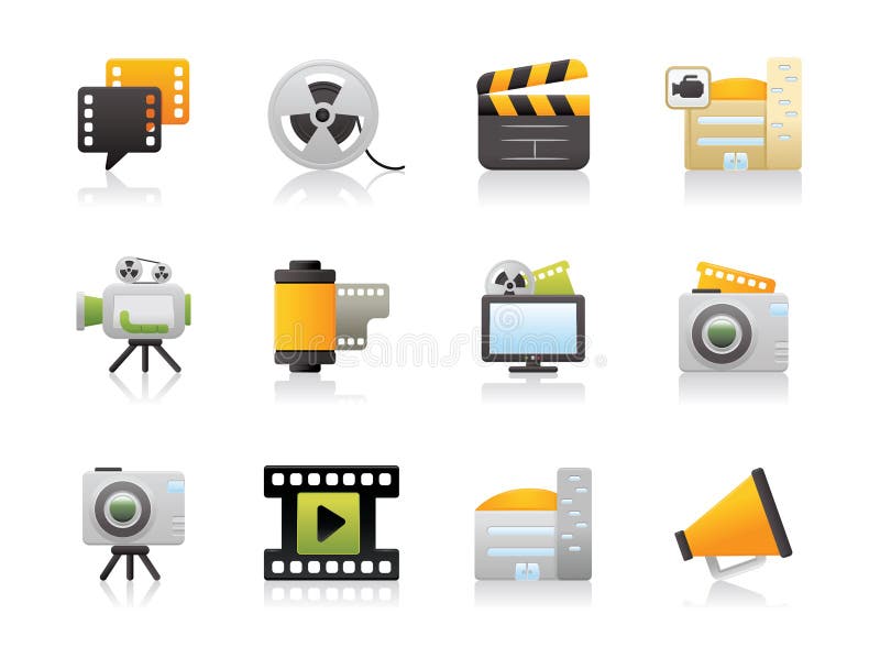 Round Black Gold Bubble Film Icon Buttons Stock Vector - Illustration ...