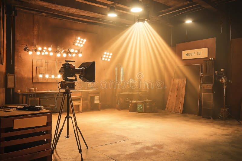 Movie Studio Set with Lighting Stock Illustration - Illustration of ...
