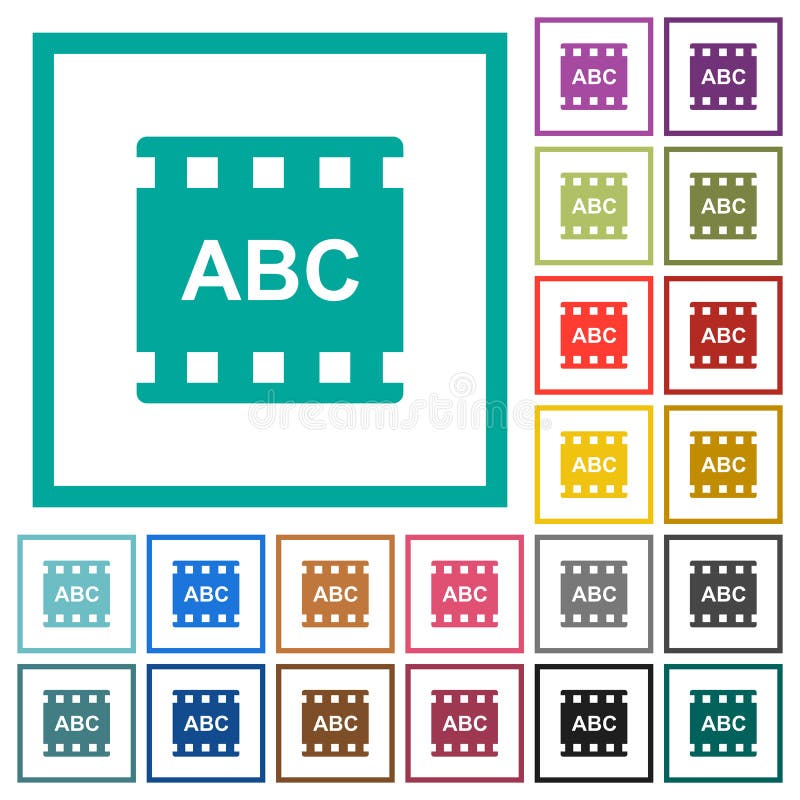 Movie Subtitle Flat Color Icons with Quadrant Frames Stock Vector ...
