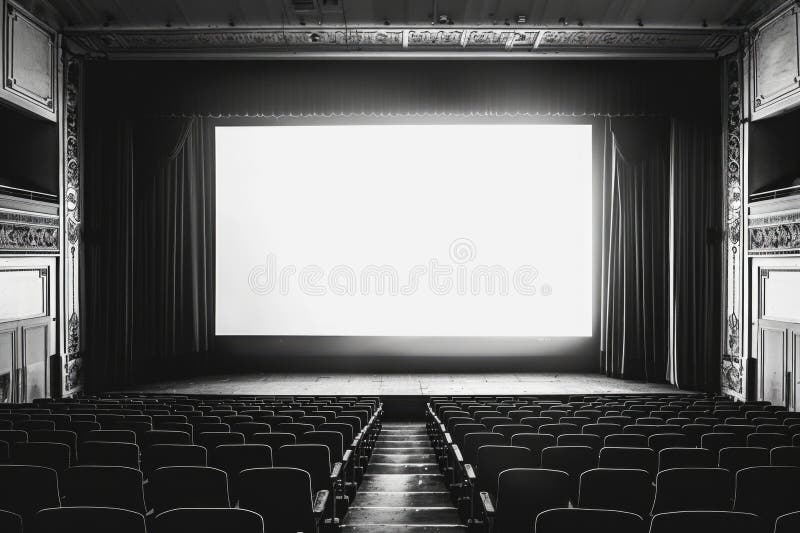 Movie Theater with a Large Screen and Empty Seats Stock Image - Image ...