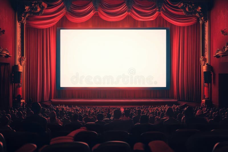 A Movie Theater with a Large Screen and a White Screen with Generative ...