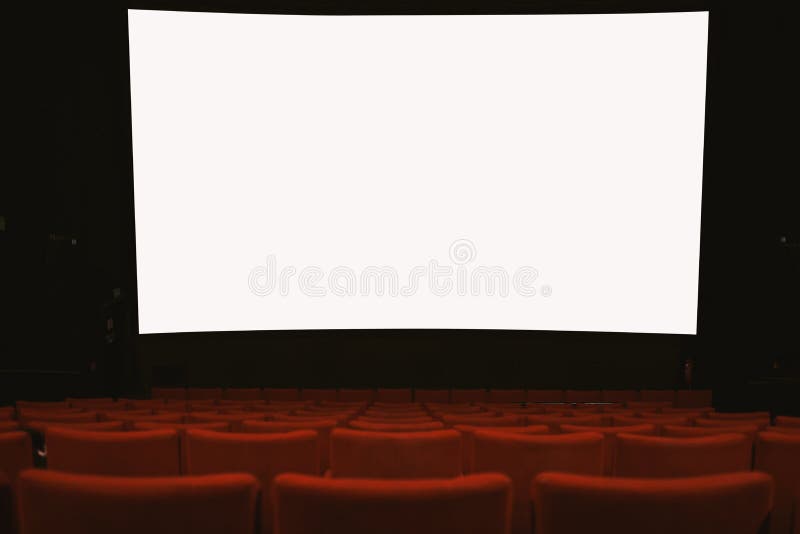 Movie Theatre with Empty Armchairs and Empty Movie Screen Stock Image ...