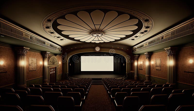 Movie Theatre Interior. Generative Ai Stock Illustration - Illustration ...