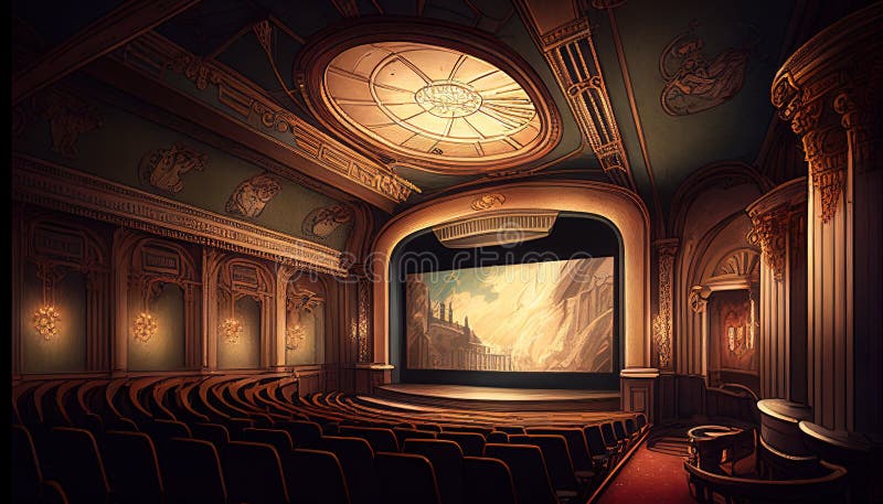 Movie Theatre Interior. Generative Ai Stock Illustration - Illustration ...