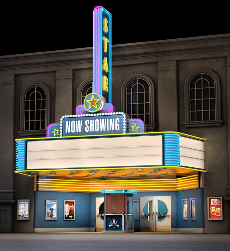Movie Theatre & Ticket Box Stock Illustration - Illustration of ticket ...