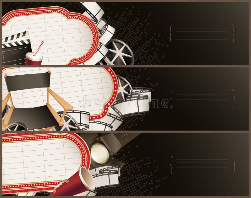 Theatre Marquee With Movie Theme Objects Stock Vector - Illustration of ...