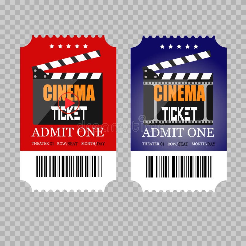 Movie Ticket Picture on Transparent Background. Vector Illustration ...
