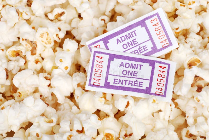 Movie tickets and popcorn stock image. Image of admission - 22637679