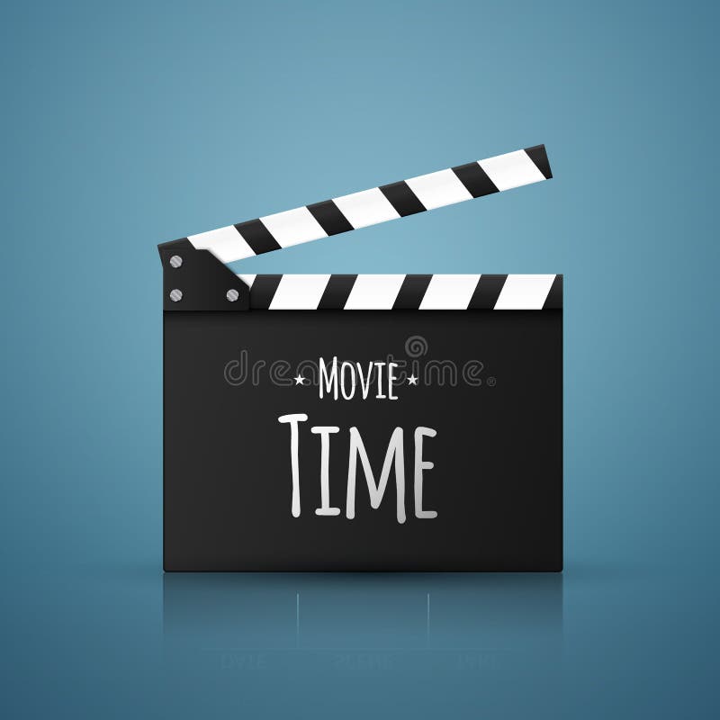 Movie Time Vector Background. Realistic Clapper Board with Text ...